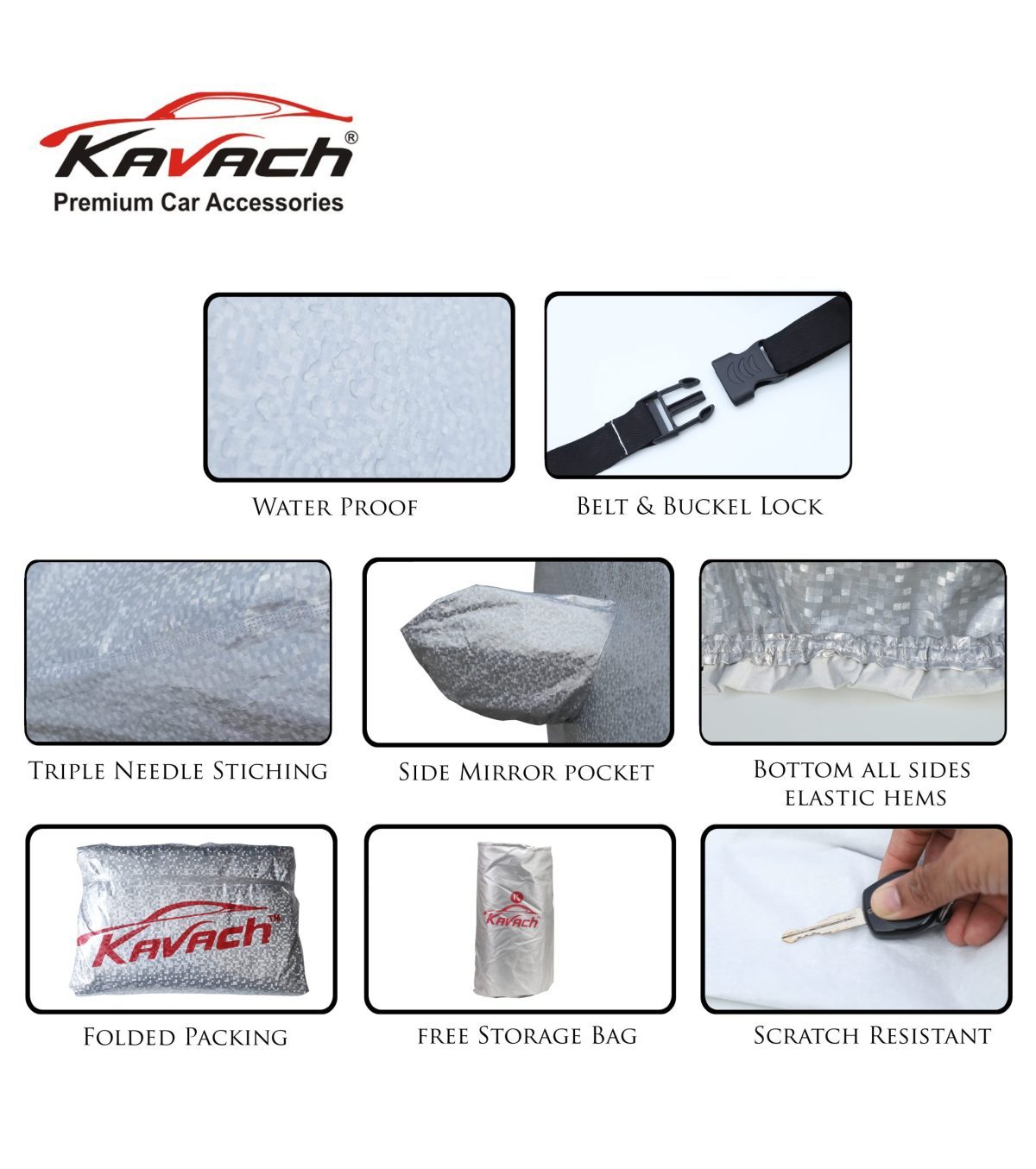 Buy Waterproof Car Body Protection Cover Silver X1 | Kavach Auto